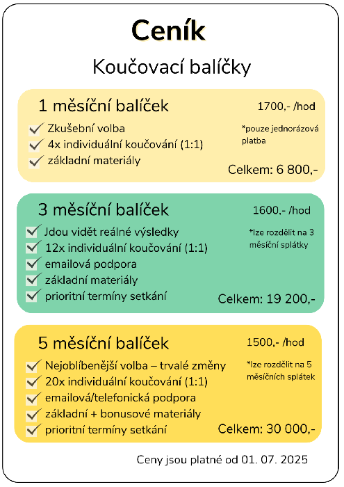 Ceník :: Eliška Pudová - ADHD kouč