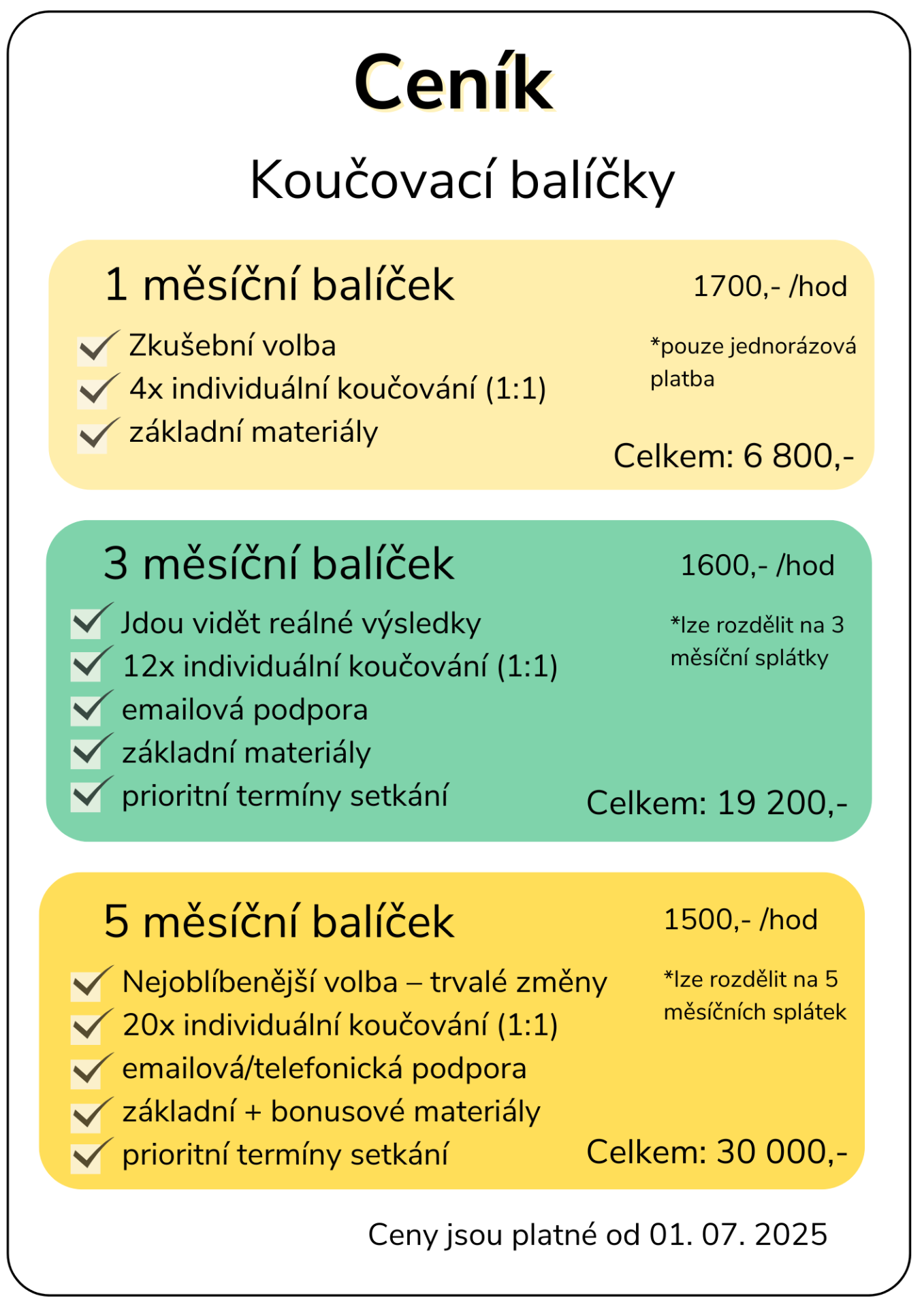 Ceník :: Eliška Pudová - ADHD kouč